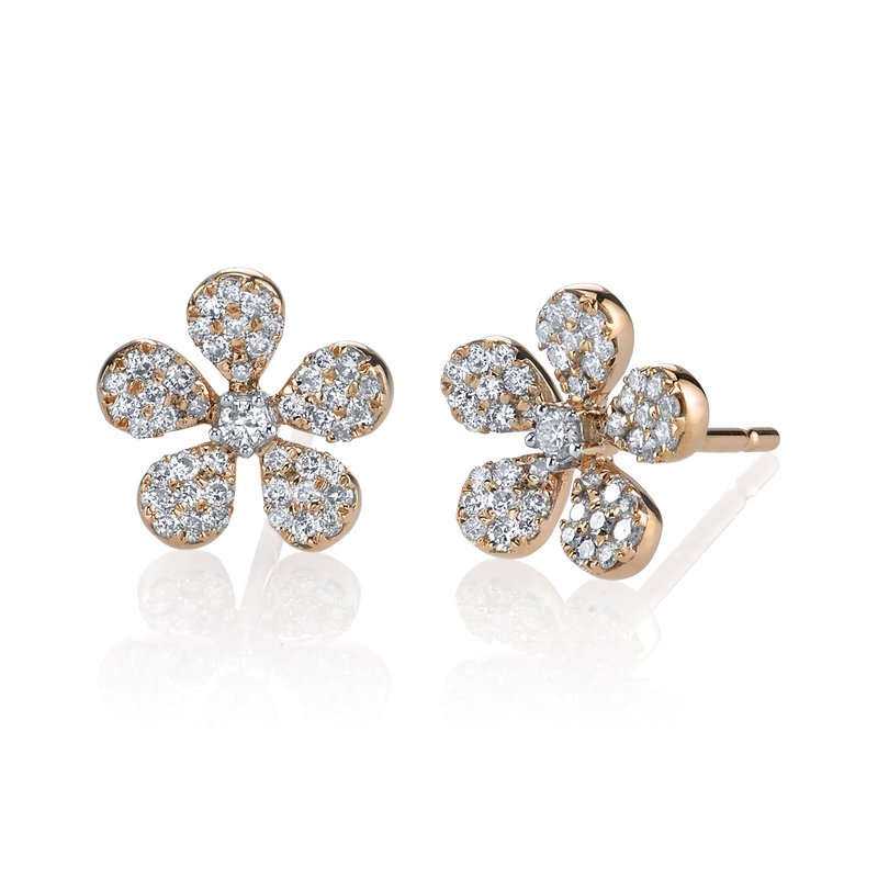 Rose gold floral earrings store
