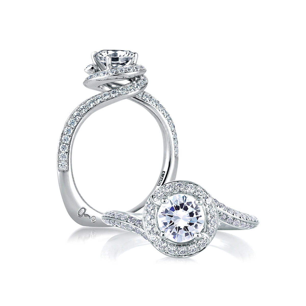A.Jaffe Signature Spiral Halo Diamond Engagement Ring MES322 125 Cirelli Jewelers